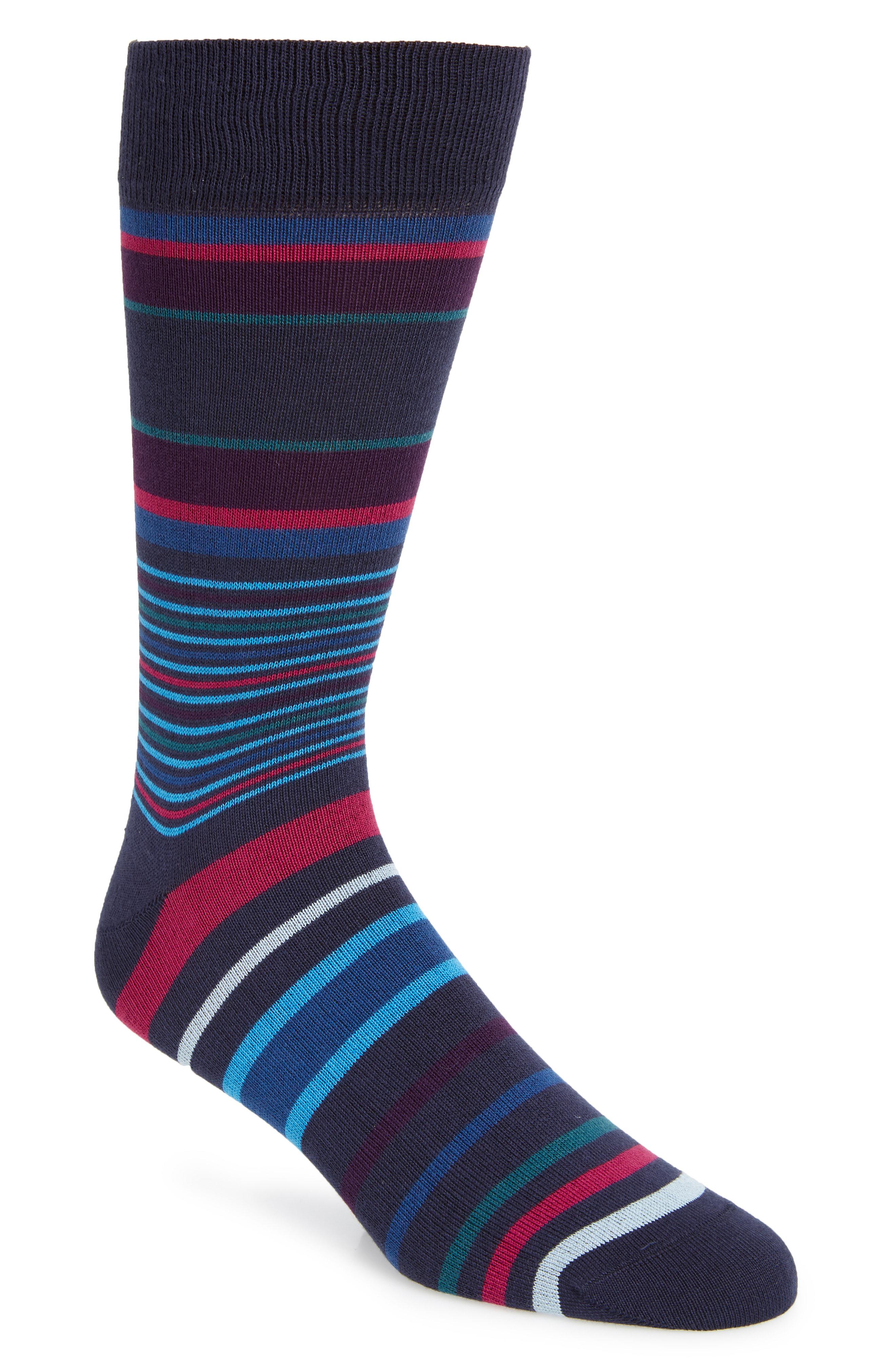 Lyst - Bugatchi Stripe Socks in Blue for Men