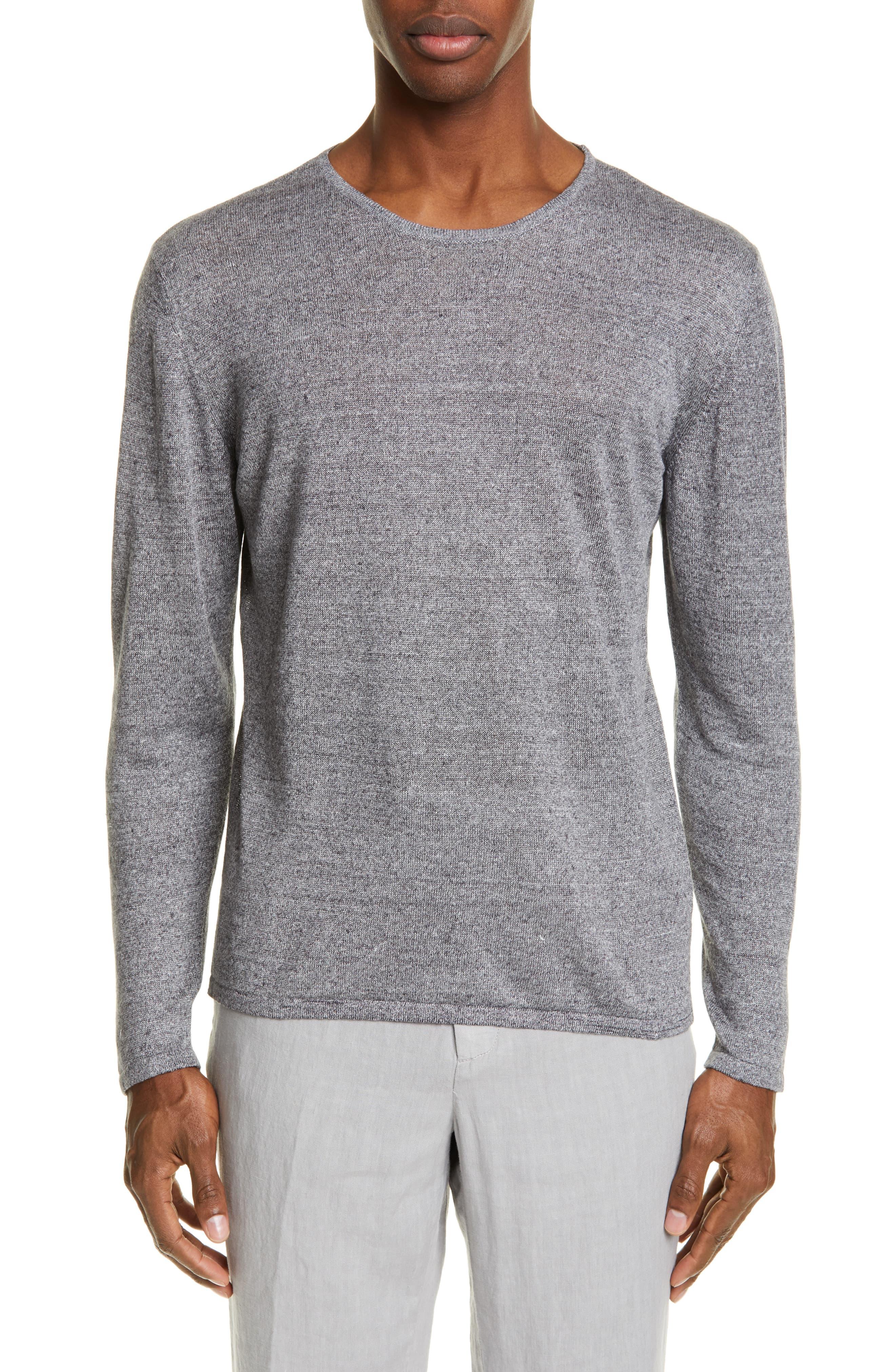 Z Zegna Linen Jaspe Crewneck Sweater in Gray for Men - Lyst
