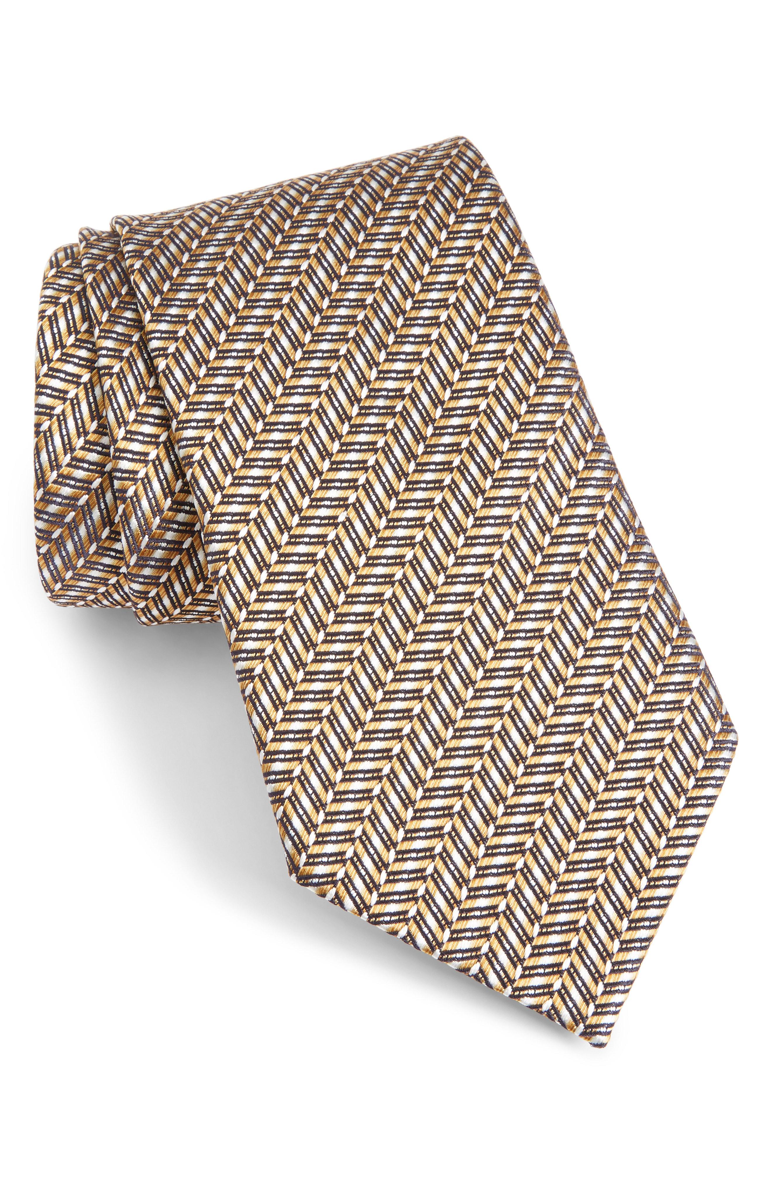 Ermenegildo Zegna Stripe Silk Tie in Black for Men - Lyst