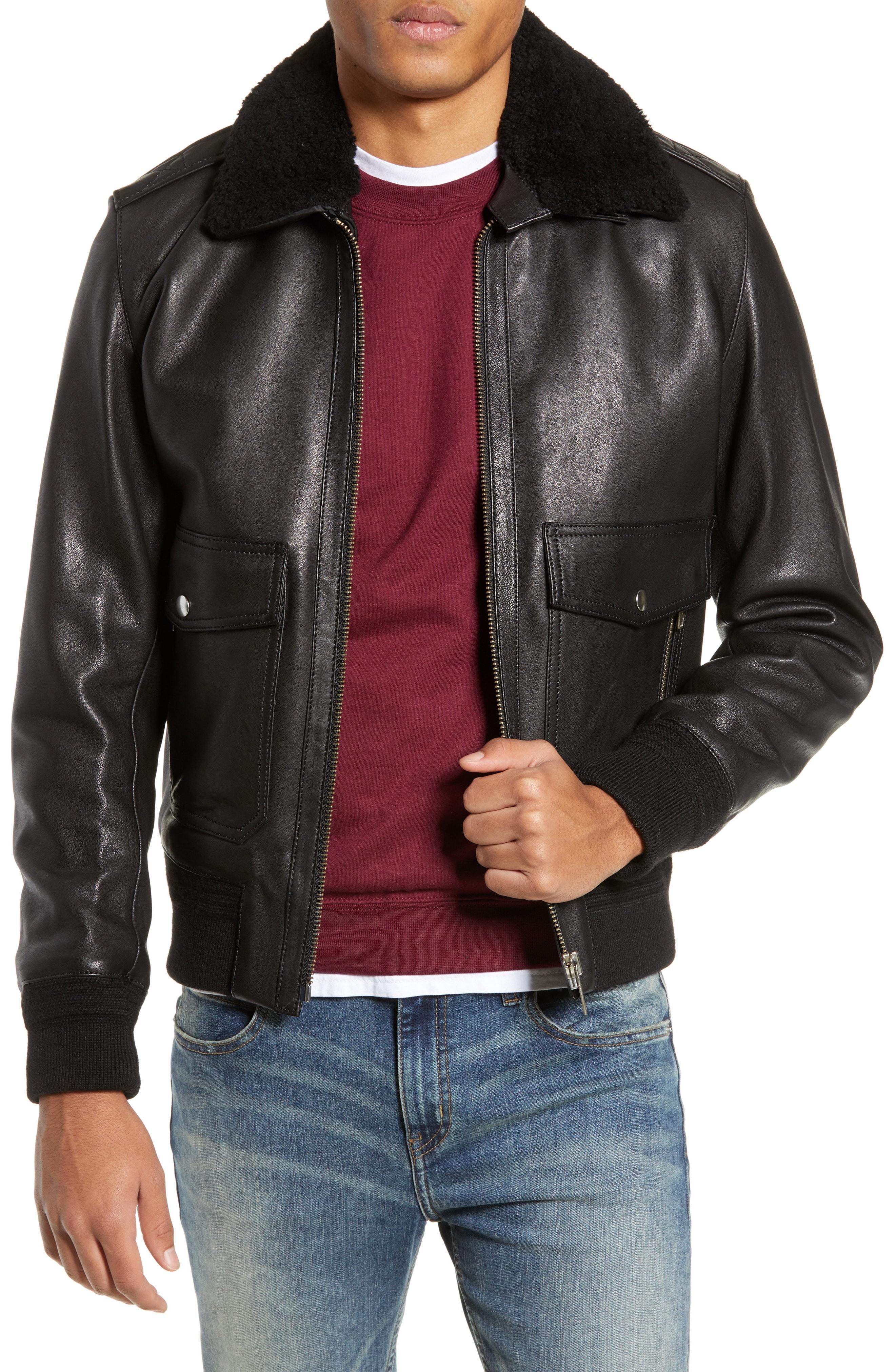 Lyst - The Kooples Teddy Leather Jacket With Removable Genuine Lamb ...