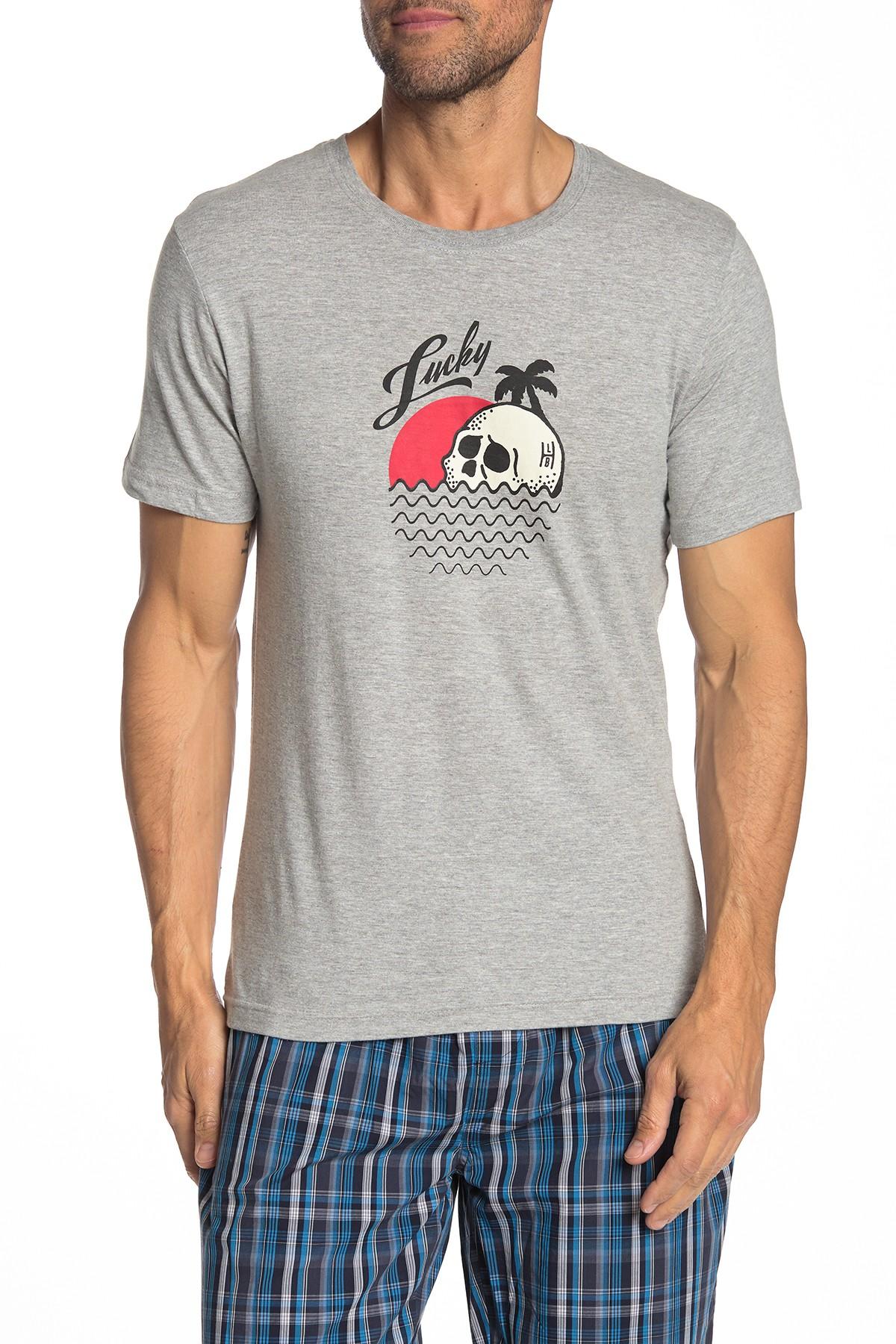 Lucky Brand Short Sleeve Crew Neck Front Graphic Print T-shirt in Gray ...