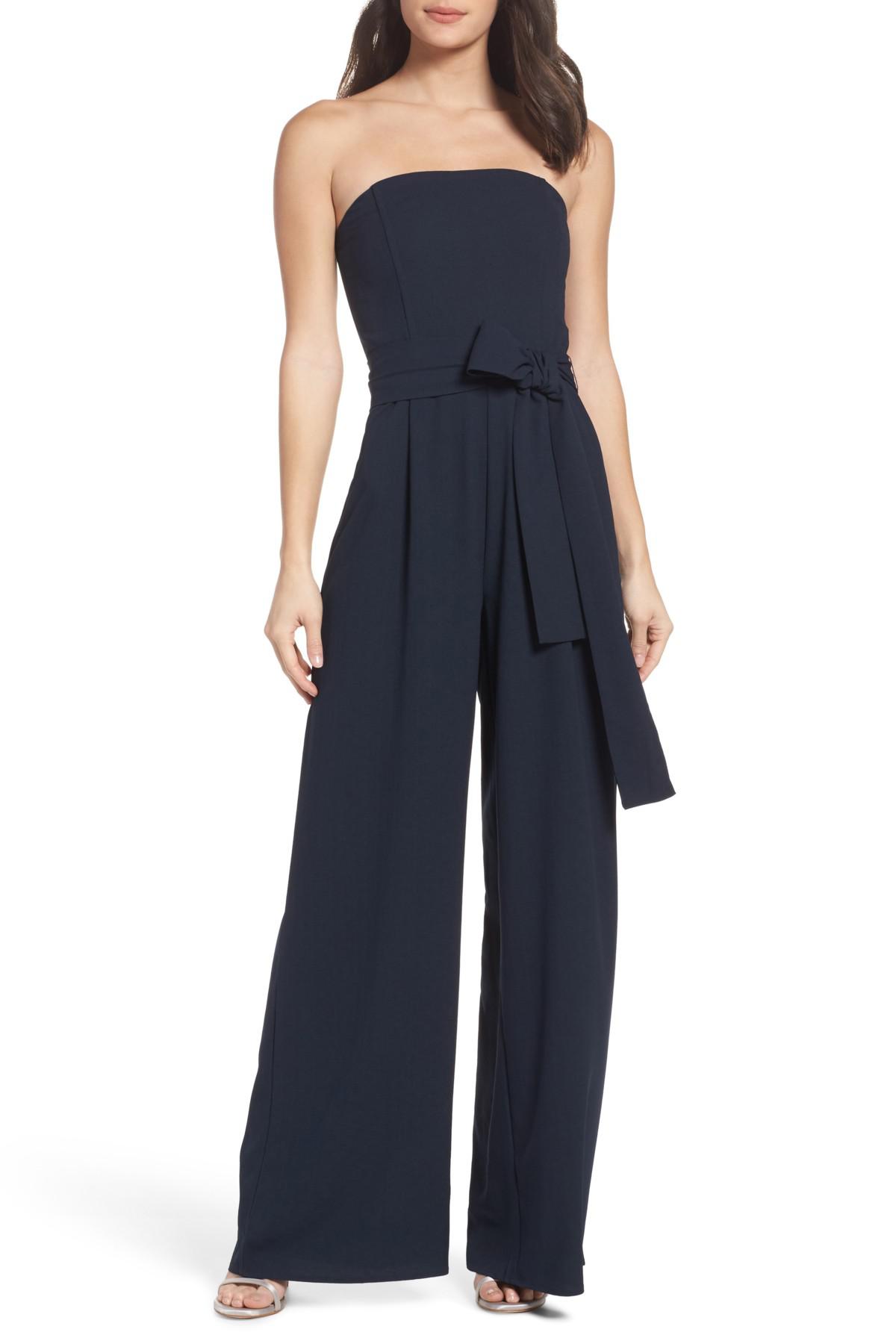Chelsea28 Strapless Jumpsuit in Navy Sapphire (Blue) - Lyst