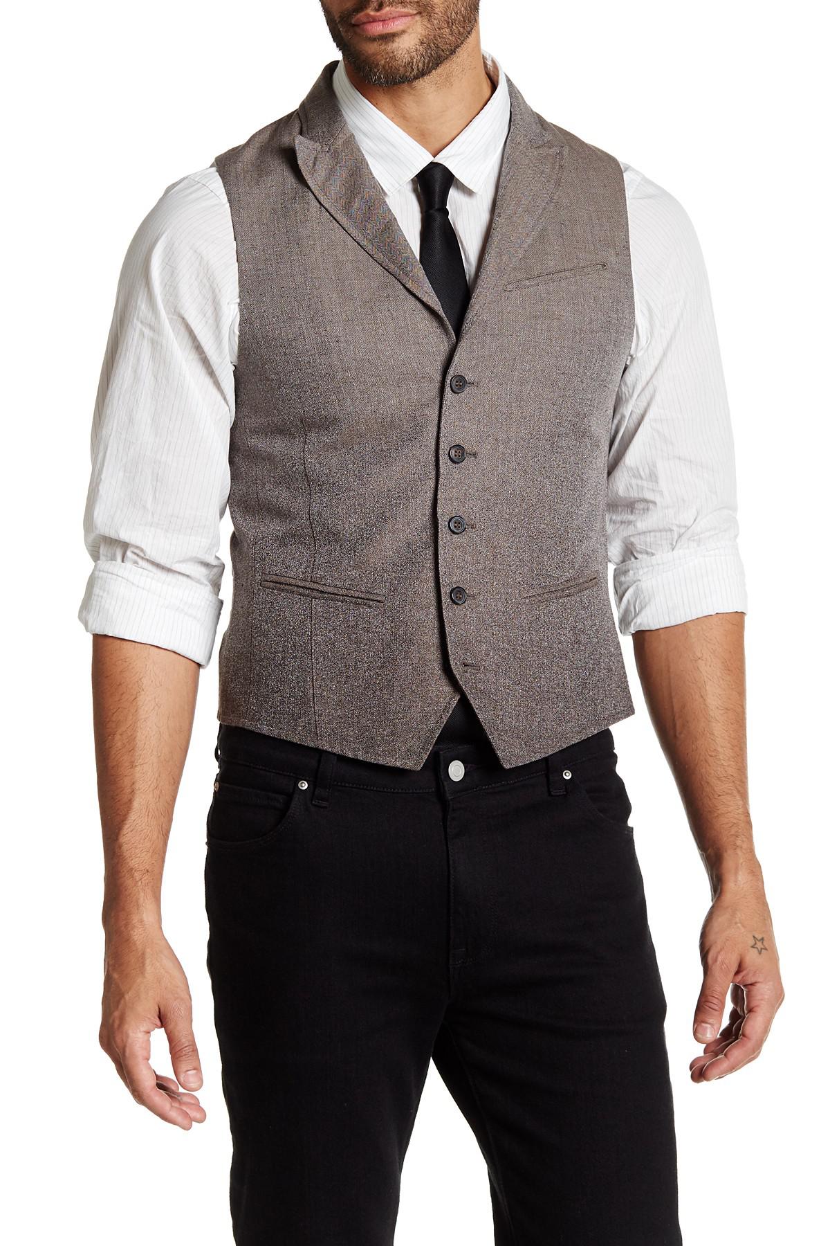 Lyst - John Varvatos Peak Lapel Vest in Gray for Men