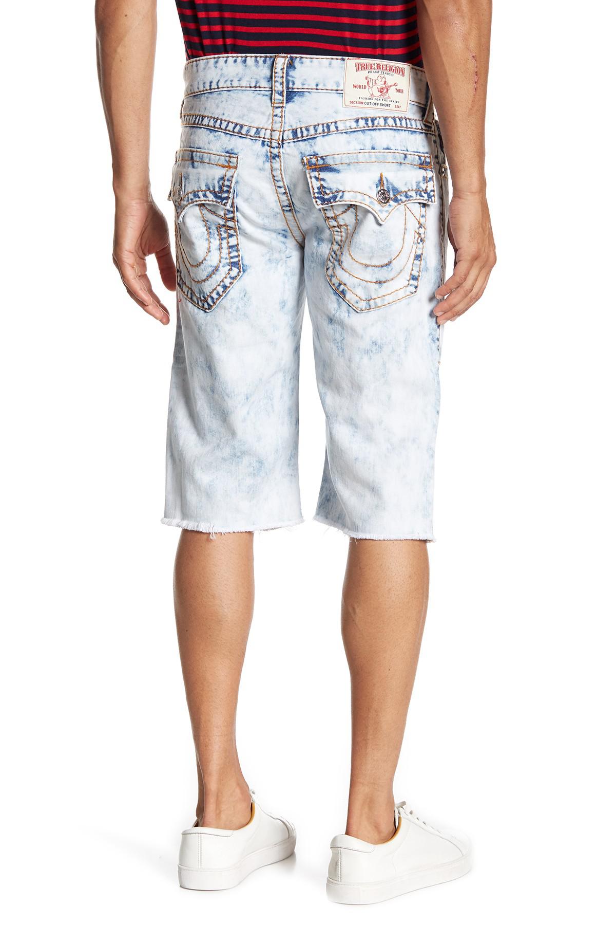 True Religion Cutoff Straight Flap Denim Shorts in Blue for Men - Lyst