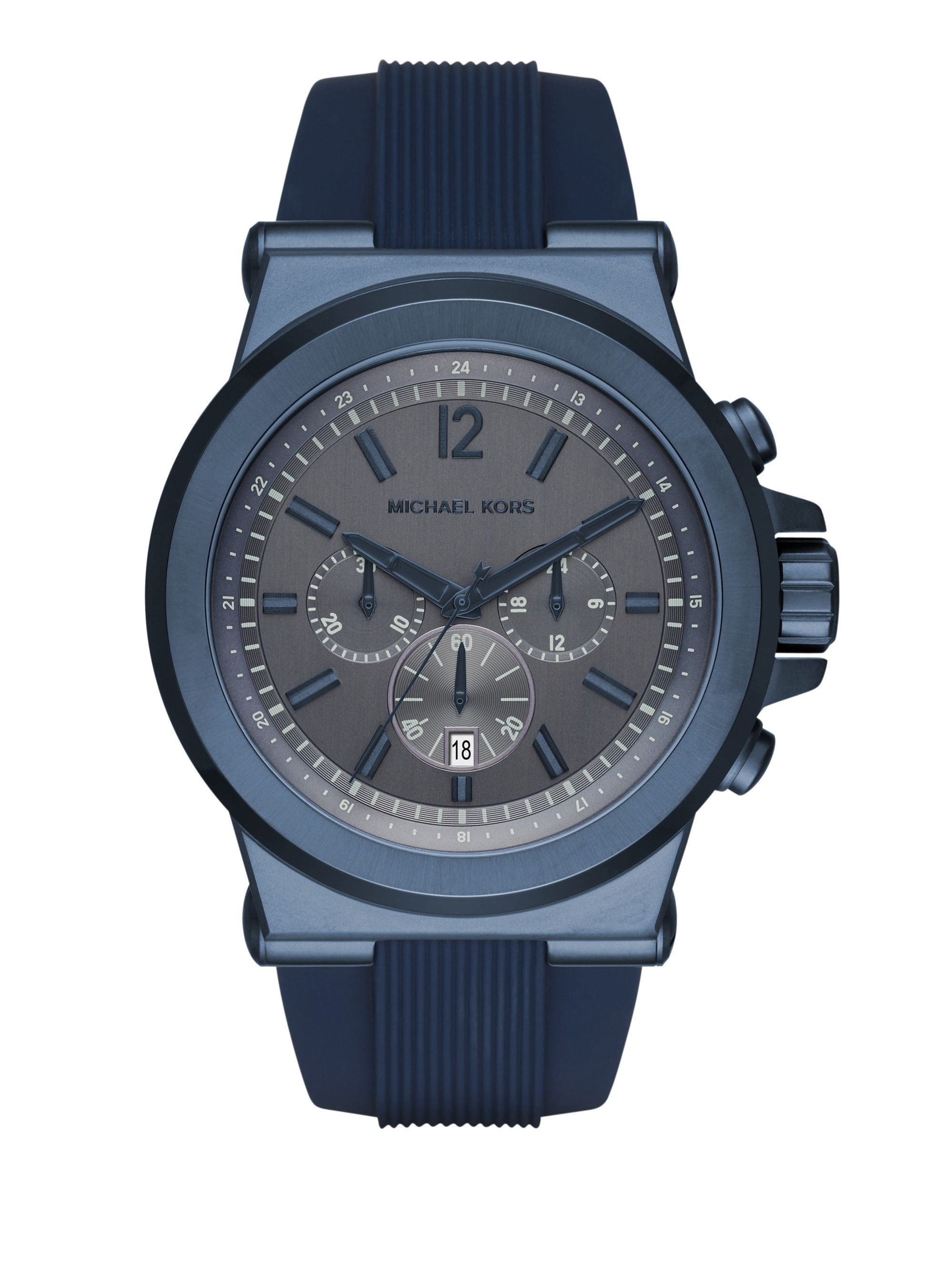 Michael kors Dylan Navy Silicone Chronograph Watch in Blue for Men ...