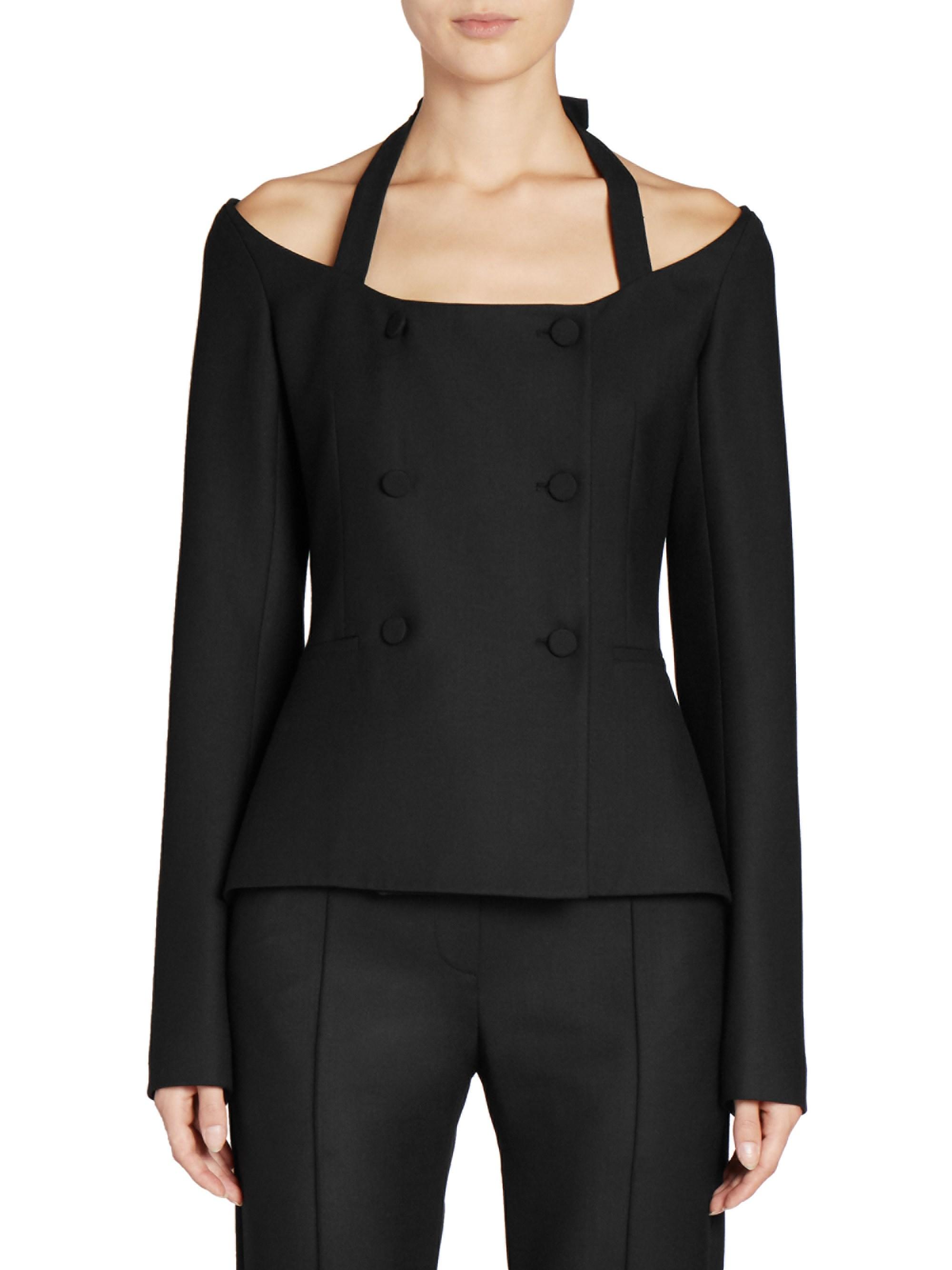 ROKH Women's Low Neck Peplum Blazer Top - Black in Black - Lyst