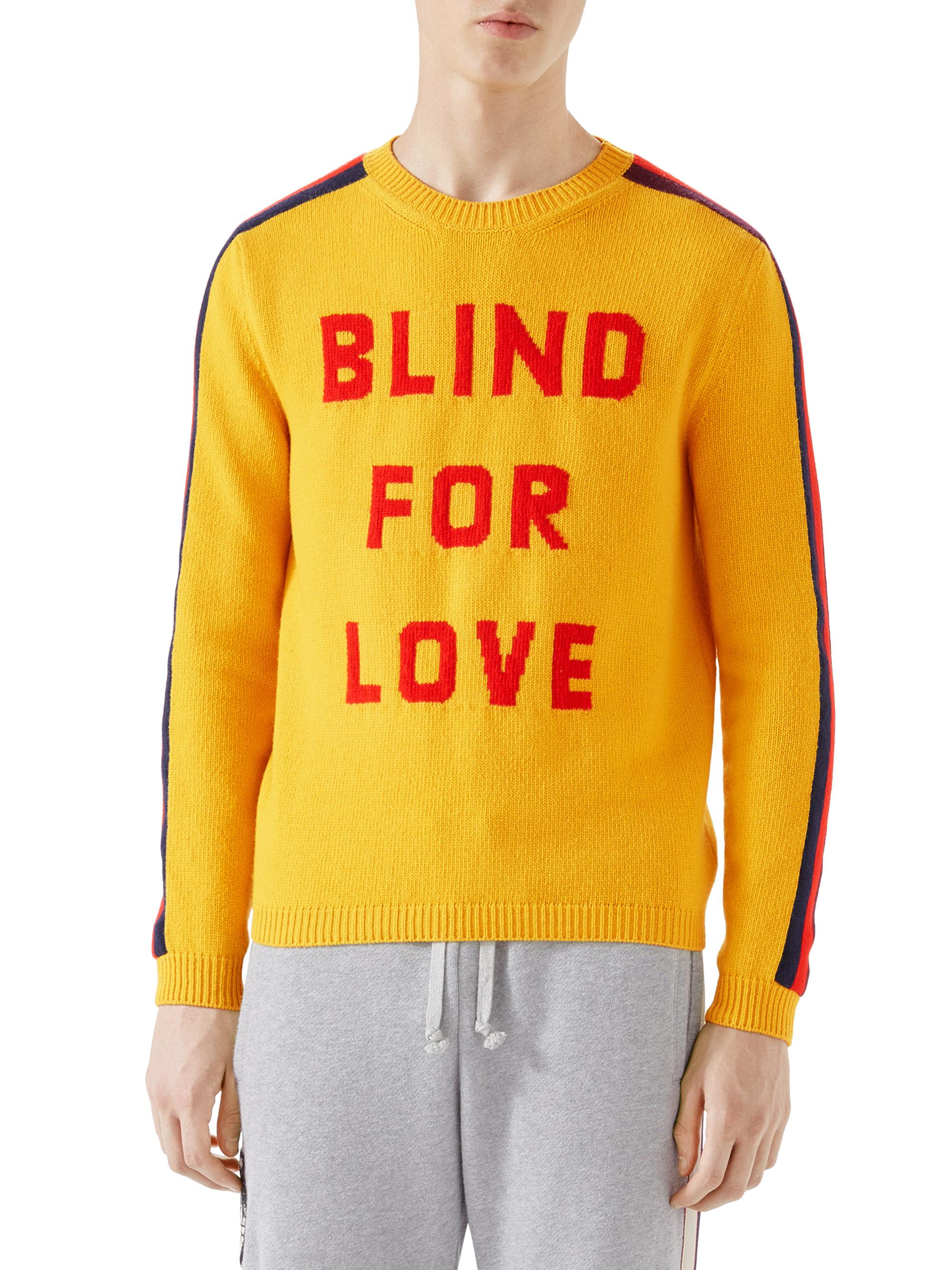 Lyst Gucci Blind For Love Wool Sweater In Yellow For Men