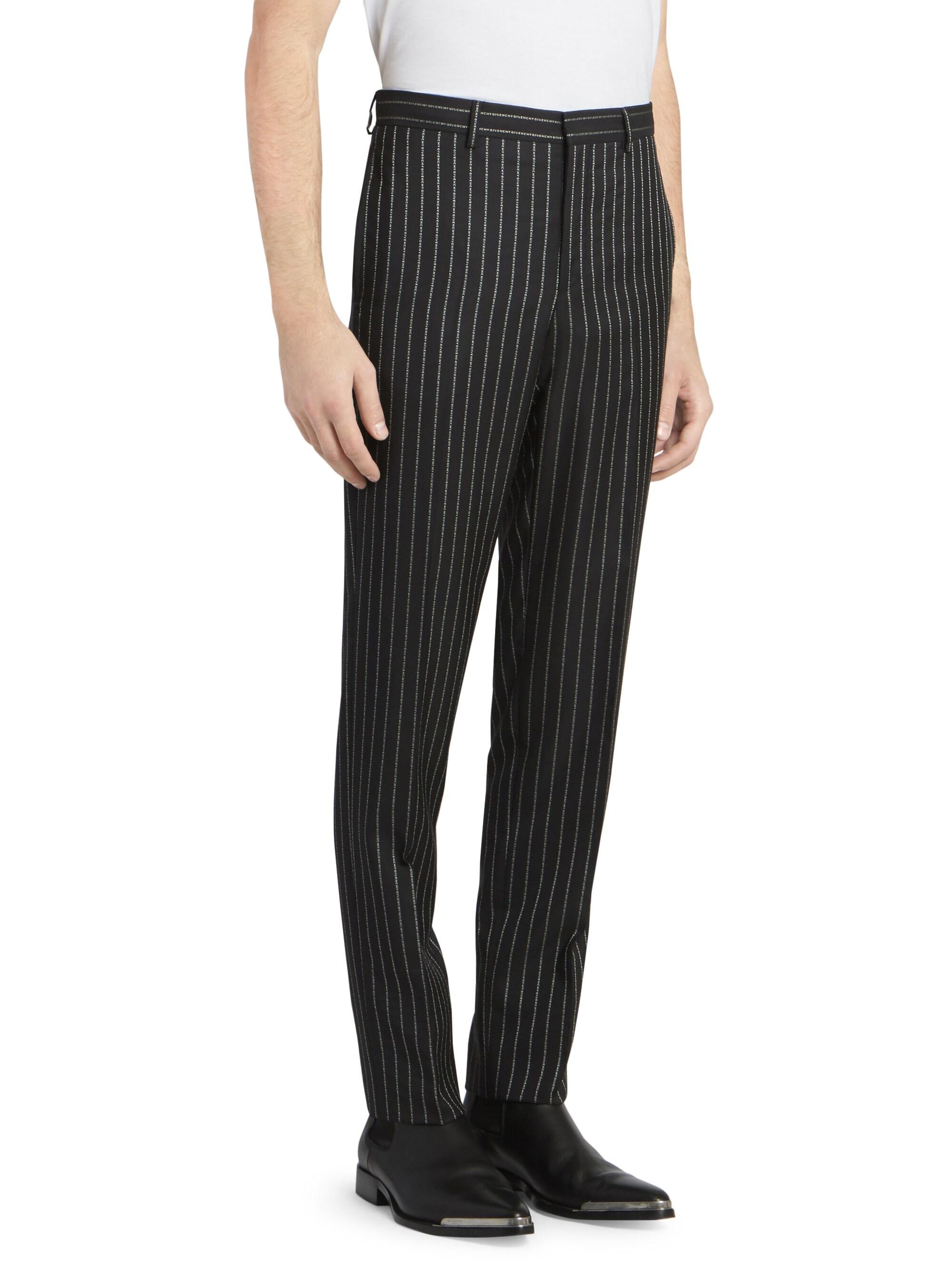Givenchy Logo Pinstripe Wool-blend Pants in Black for Men - Lyst