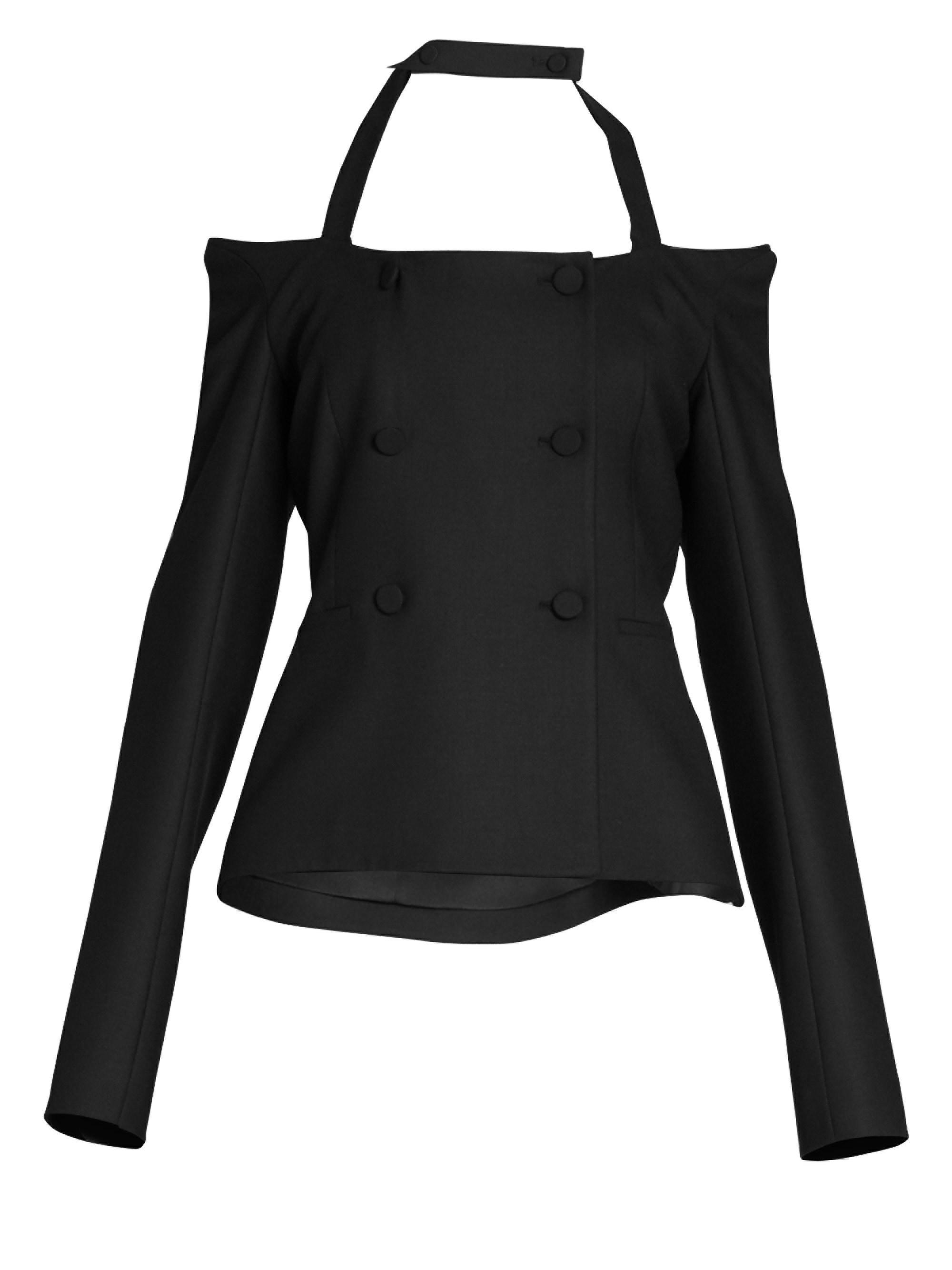 ROKH Women's Low Neck Peplum Blazer Top - Black in Black - Lyst