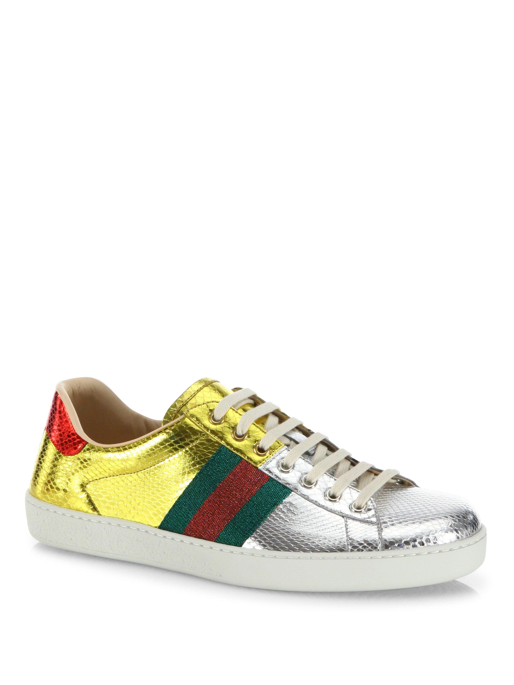 Lyst - Gucci New Ace Snakeskin Low-top Sneakers