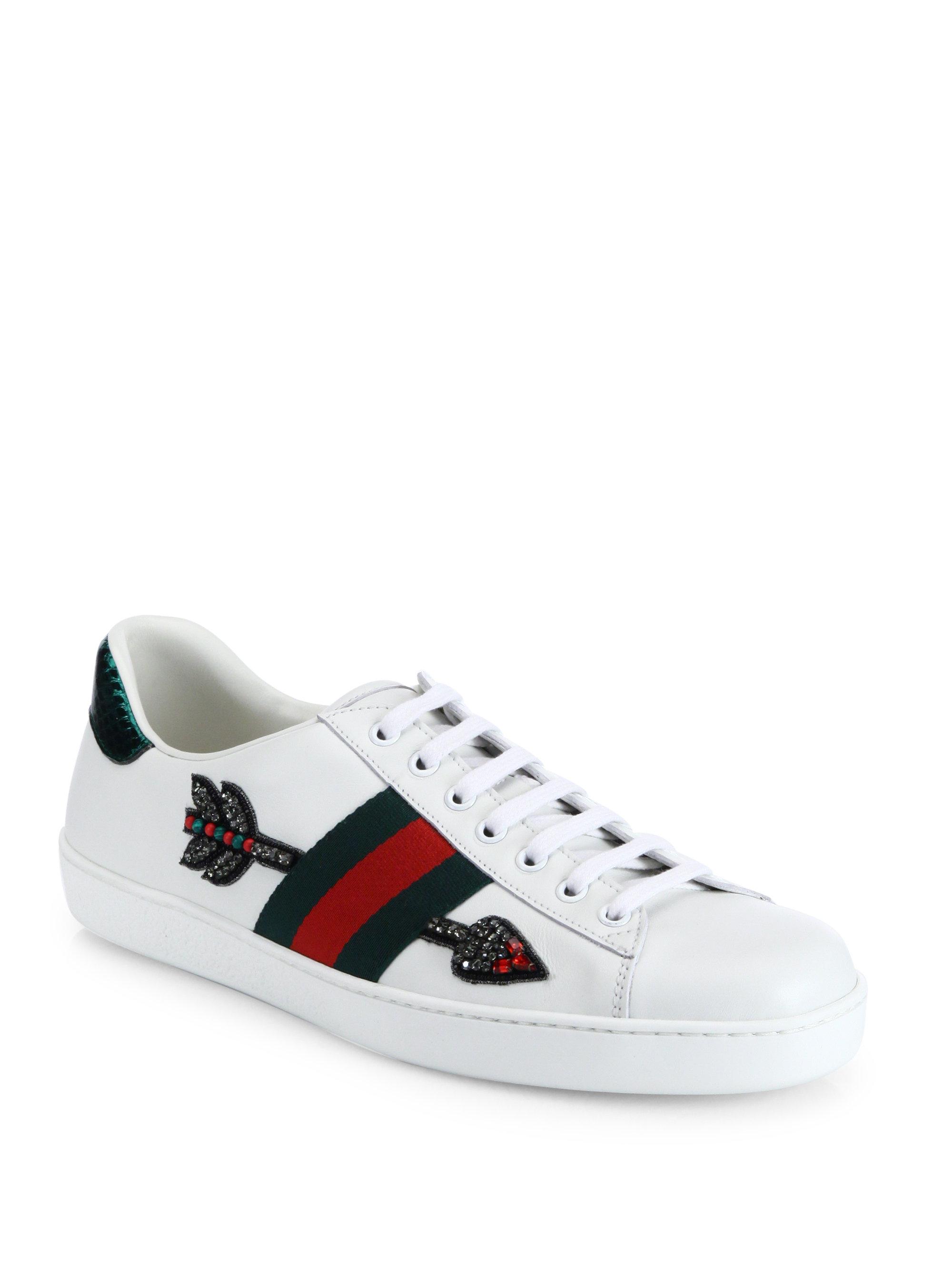 Lyst - Gucci New Ace Embroidered Low-top Sneakers in White for Men