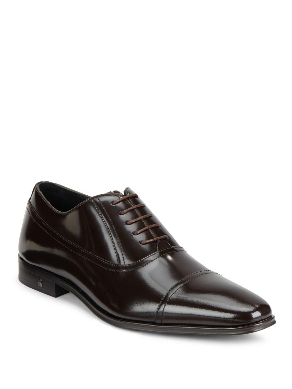 Versace Cap Toe Leather Oxford Shoes in Brown for Men | Lyst