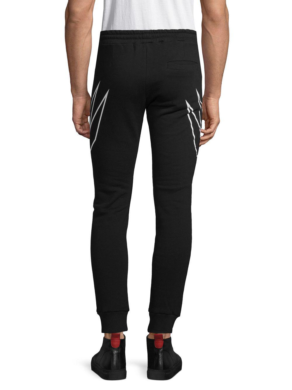 Roberto Cavalli Logo Cotton Pants in Black for Men - Lyst