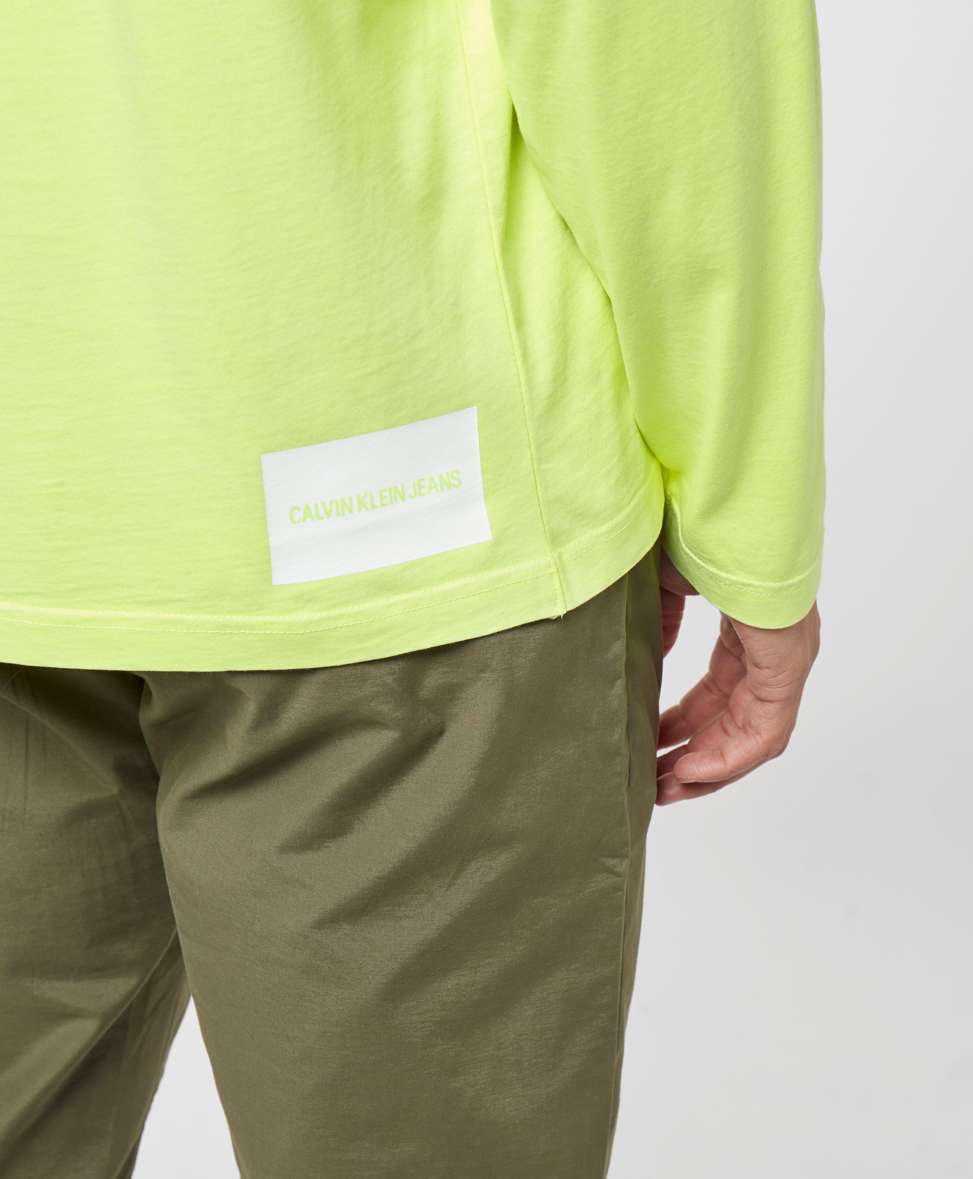 Calvin Klein Neon Ck Pocket Long Sleeve T Shirt In Green For Men Lyst