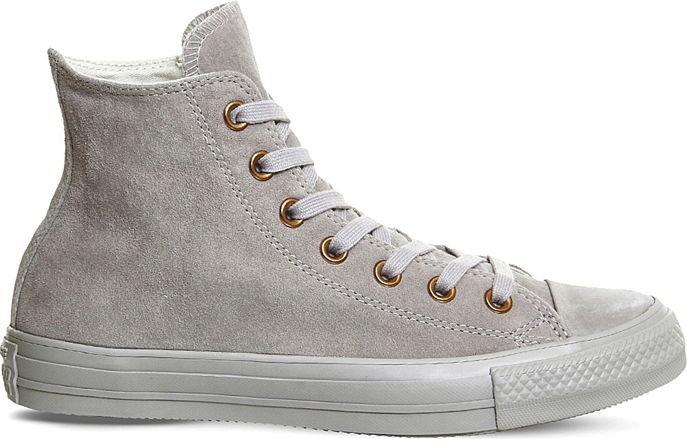 Converse All Star Hi Suede Trainers in Gray | Lyst