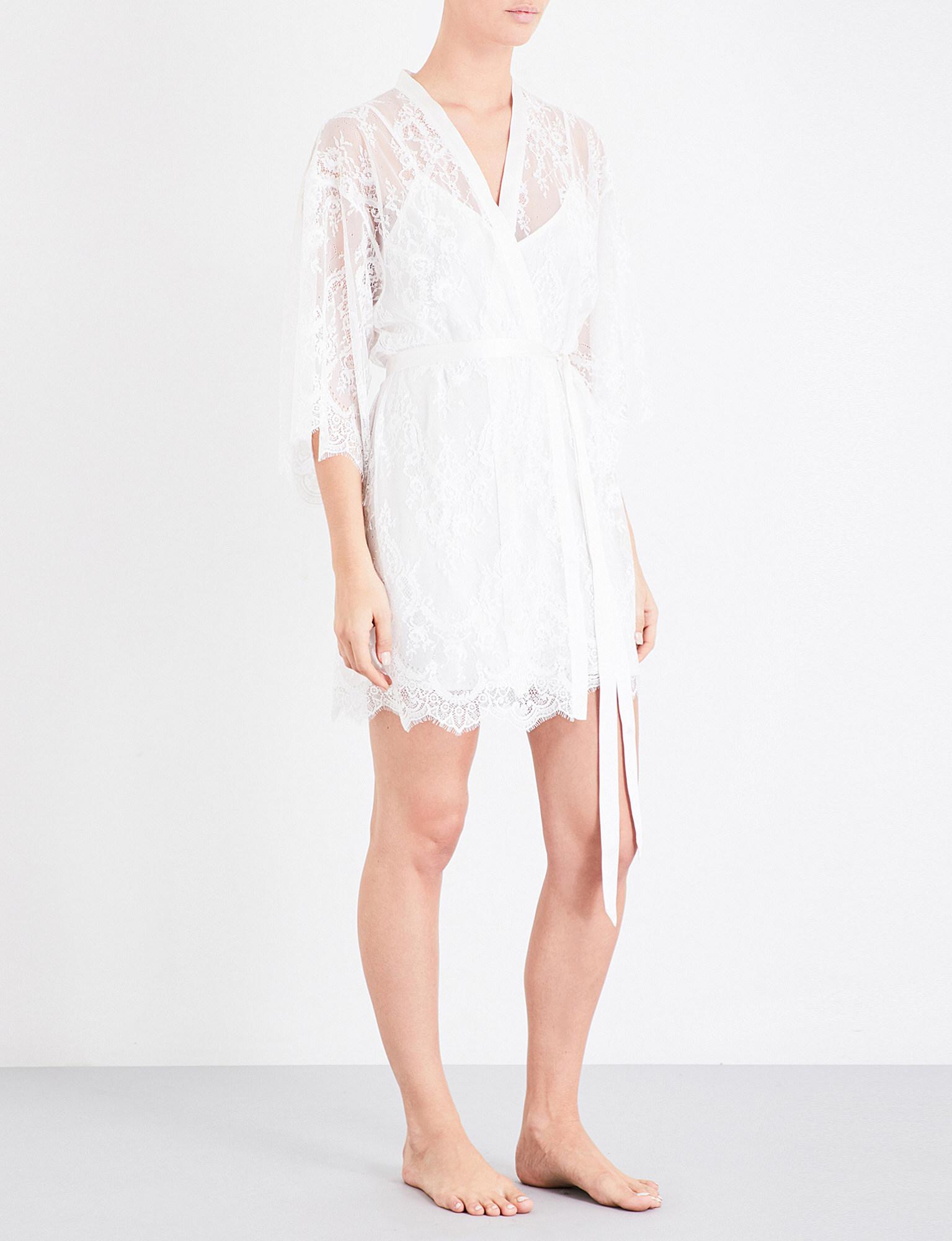 Lyst - Nk Imode Sheer Delight Floral-lace Kimono Robe in White