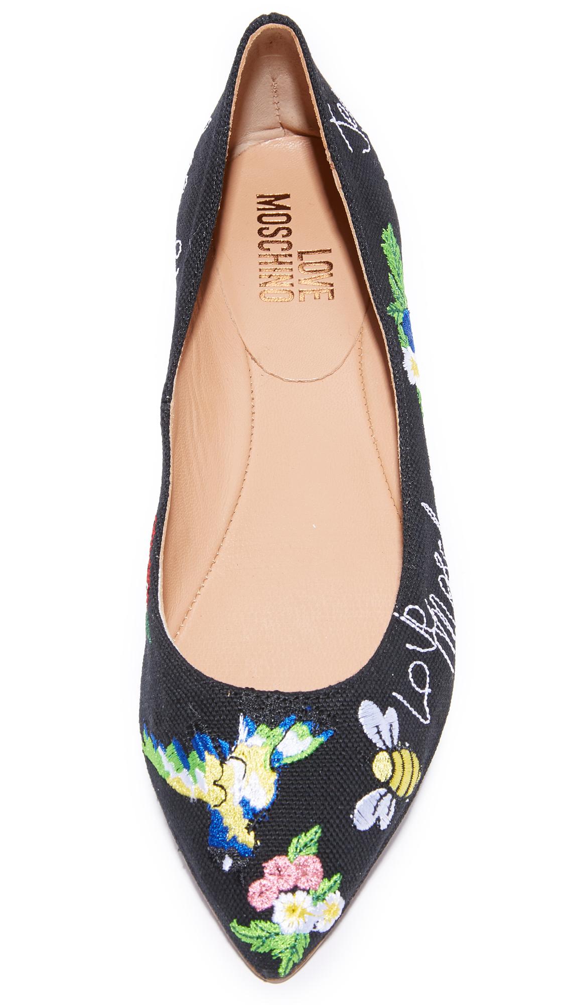 Lyst - Moschino Love Ballerina Flats in Black