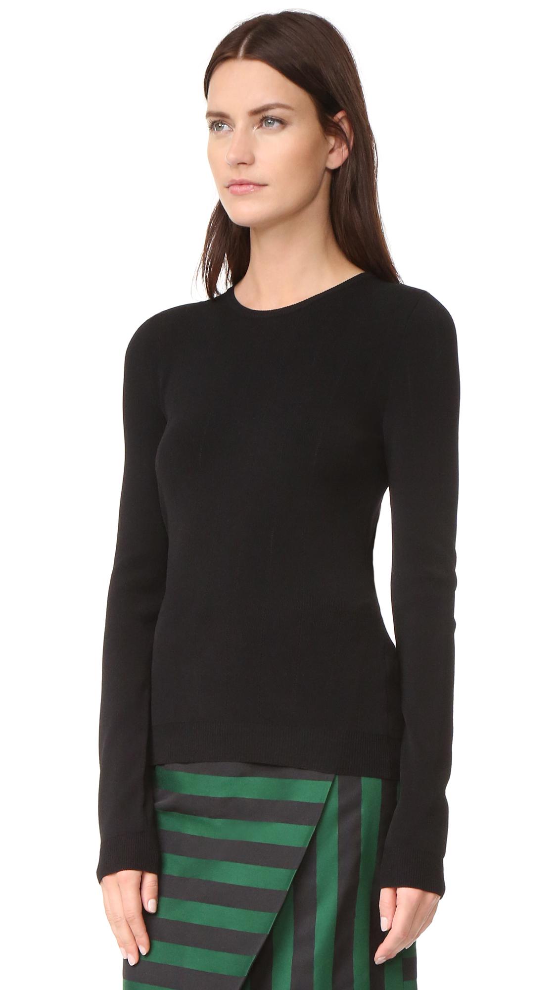 Lyst - Rochas Long Sleeve Sweater in Black