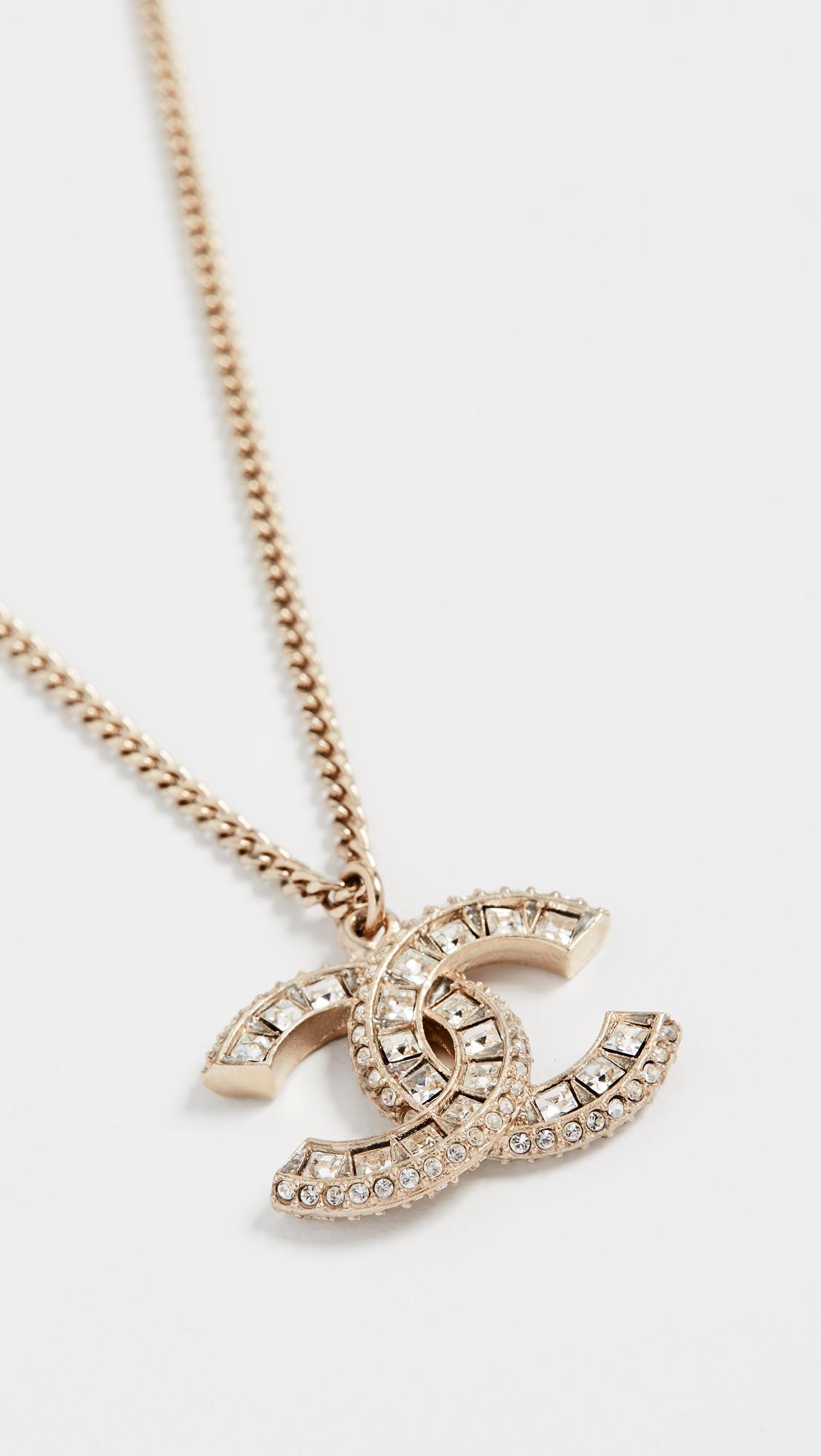 What Goes Around Comes Around Chanel Cc Crystal Necklace in Metallic - Lyst