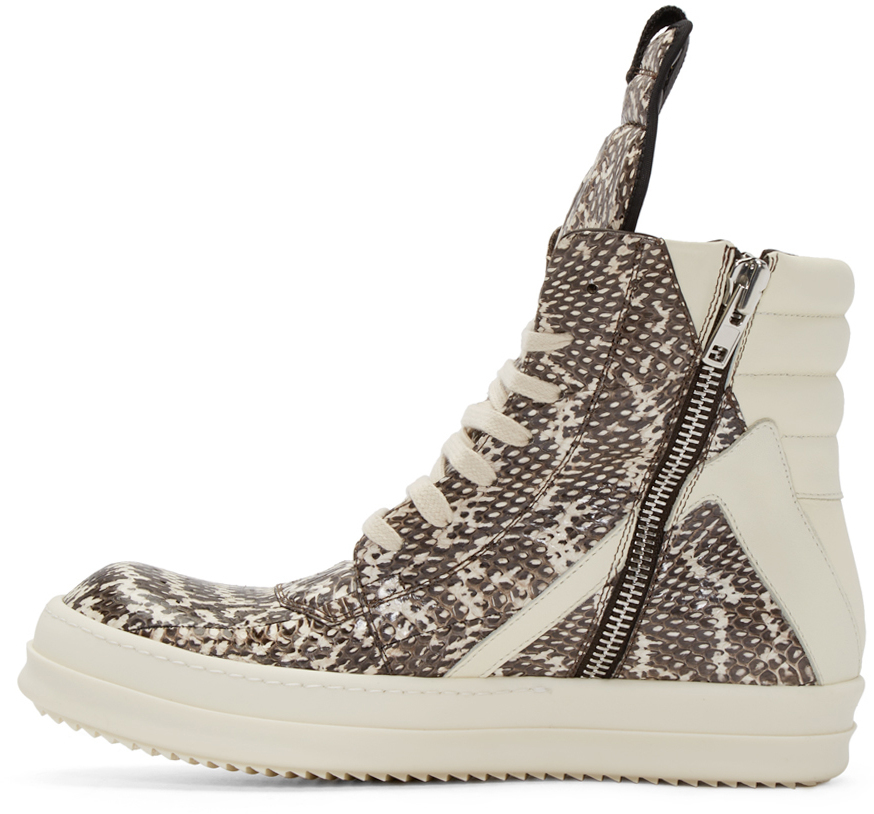 Lyst - Rick Owens Grey Snakeskin Geobasket High-top Sneakers in Gray ...