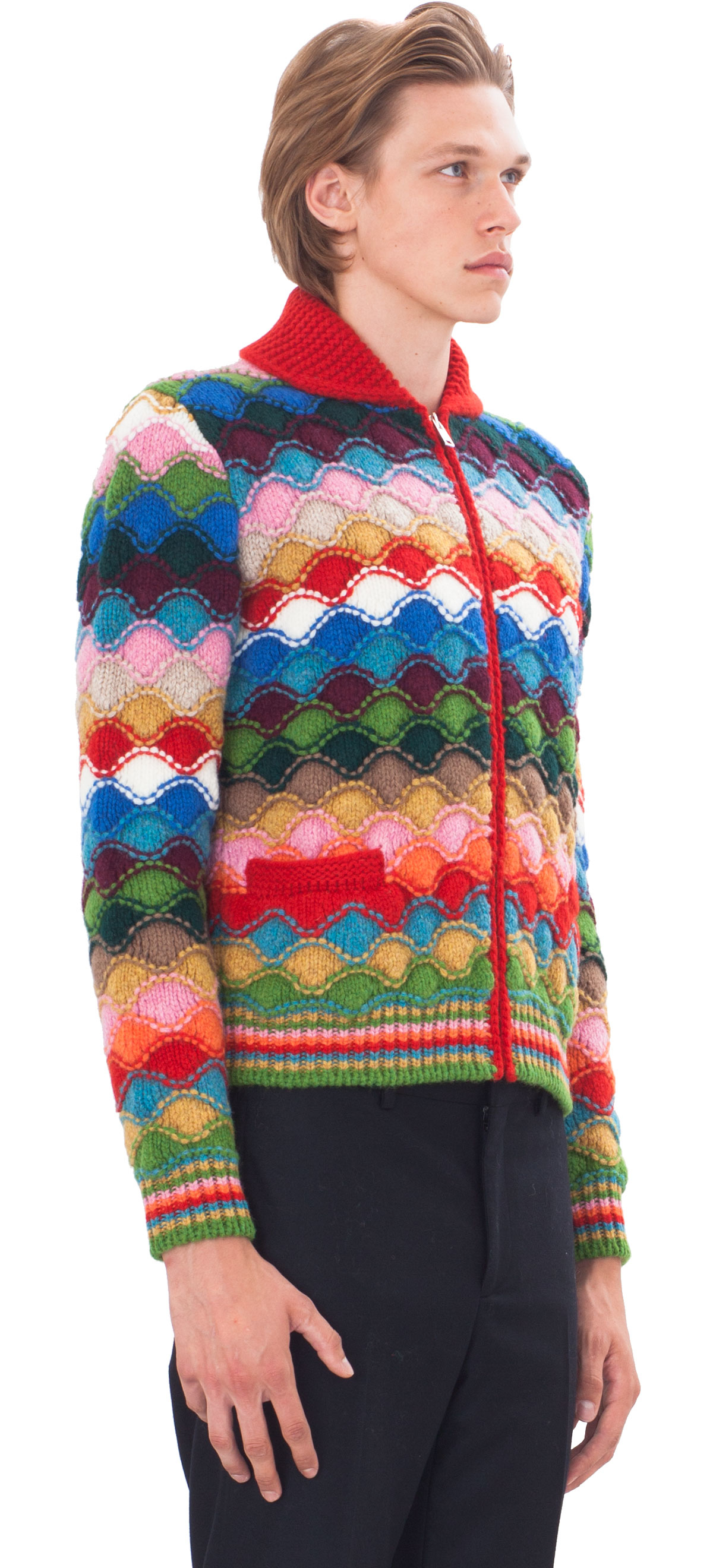 Lyst - Prada Intarsia Shetland Wool Cardigan for Men