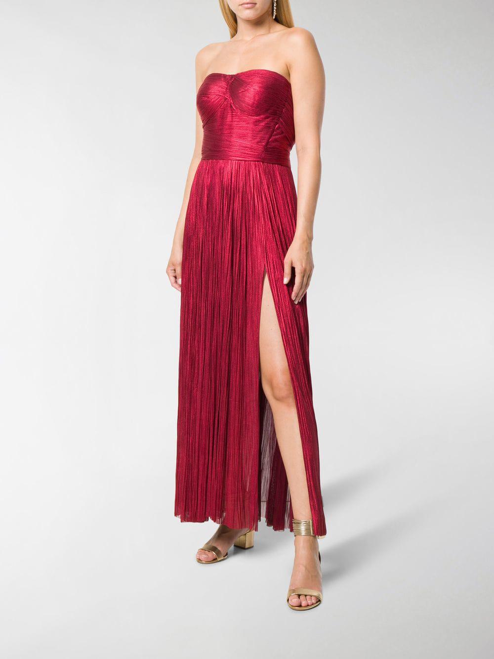 Lyst - Maria Lucia Hohan Strapless Metallic Maxi Dress in Red