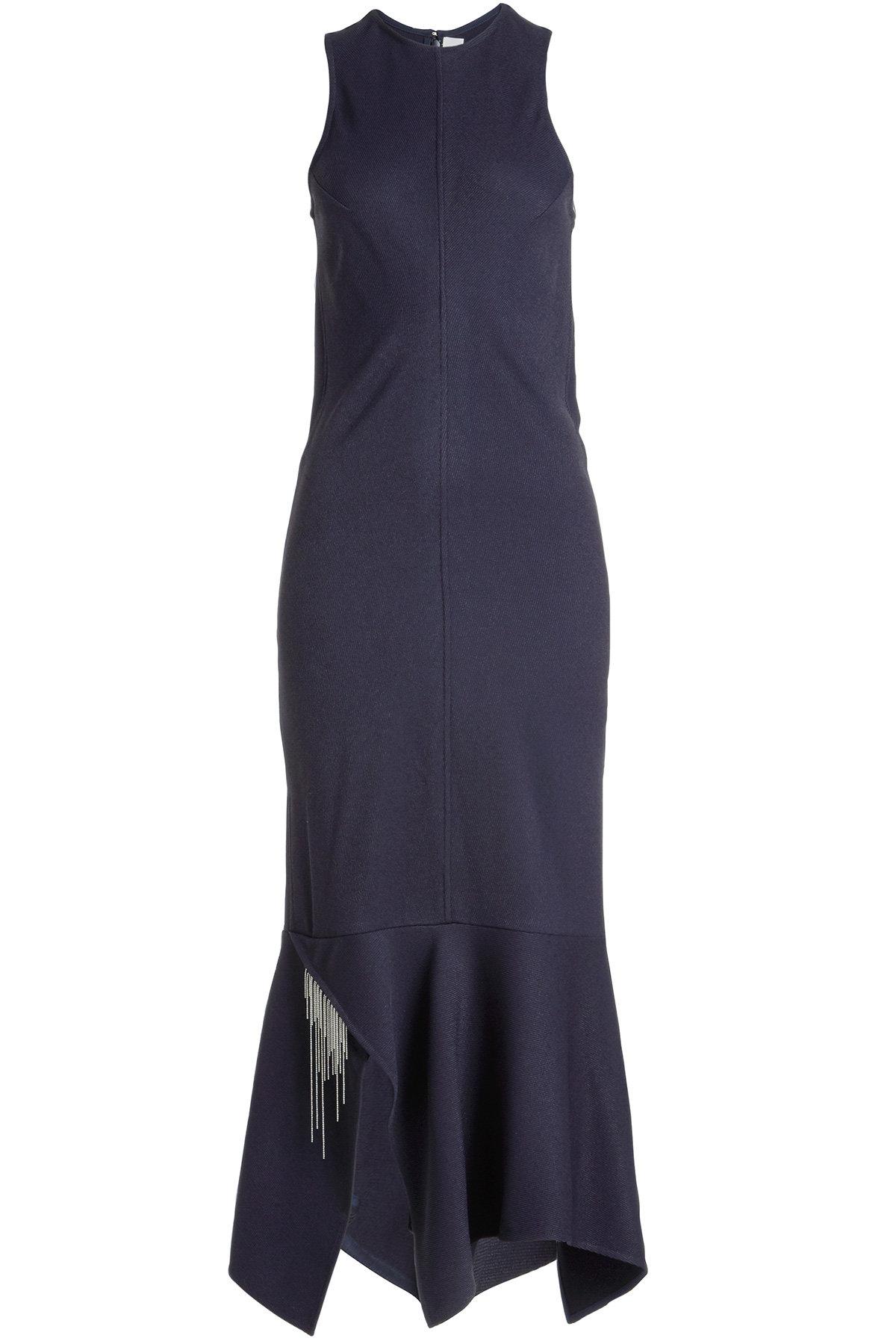 Lyst Victoria Beckham Asymmetric Dress With Chain Embellishment In Blue