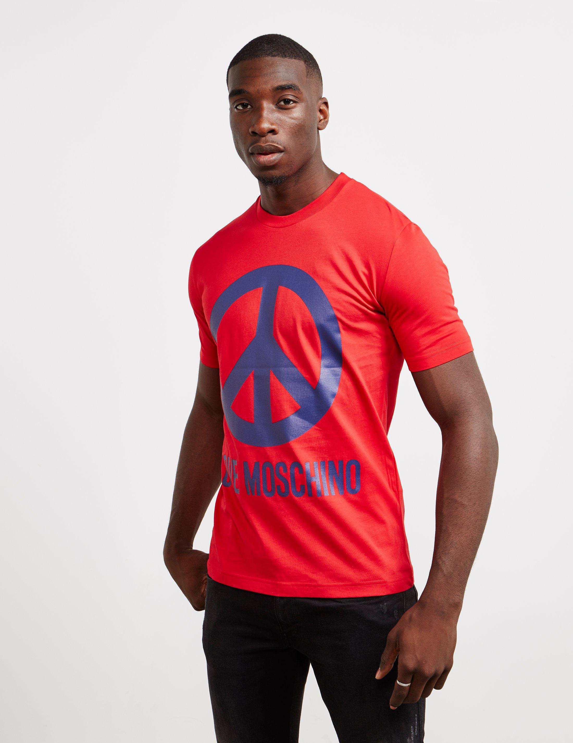 Lyst - Love Moschino Mens Large Peace Short Sleeve T-shirt Red in Red ...