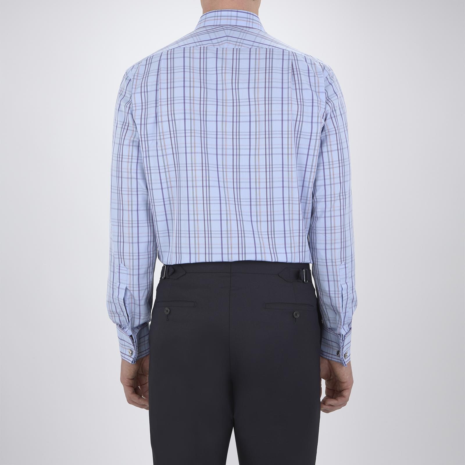 Turnbull & Asser Blue And Burgundy Accent Check Cotton Shirt With T&a ...