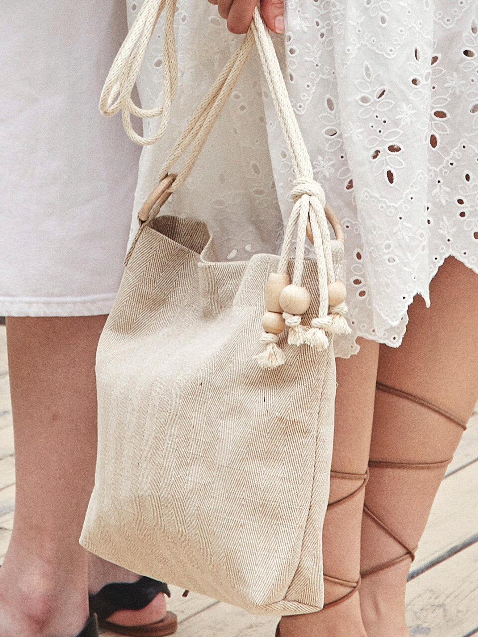 FUNFROMFUN Wood Detail Eco Bag (3 Color) in White - Lyst