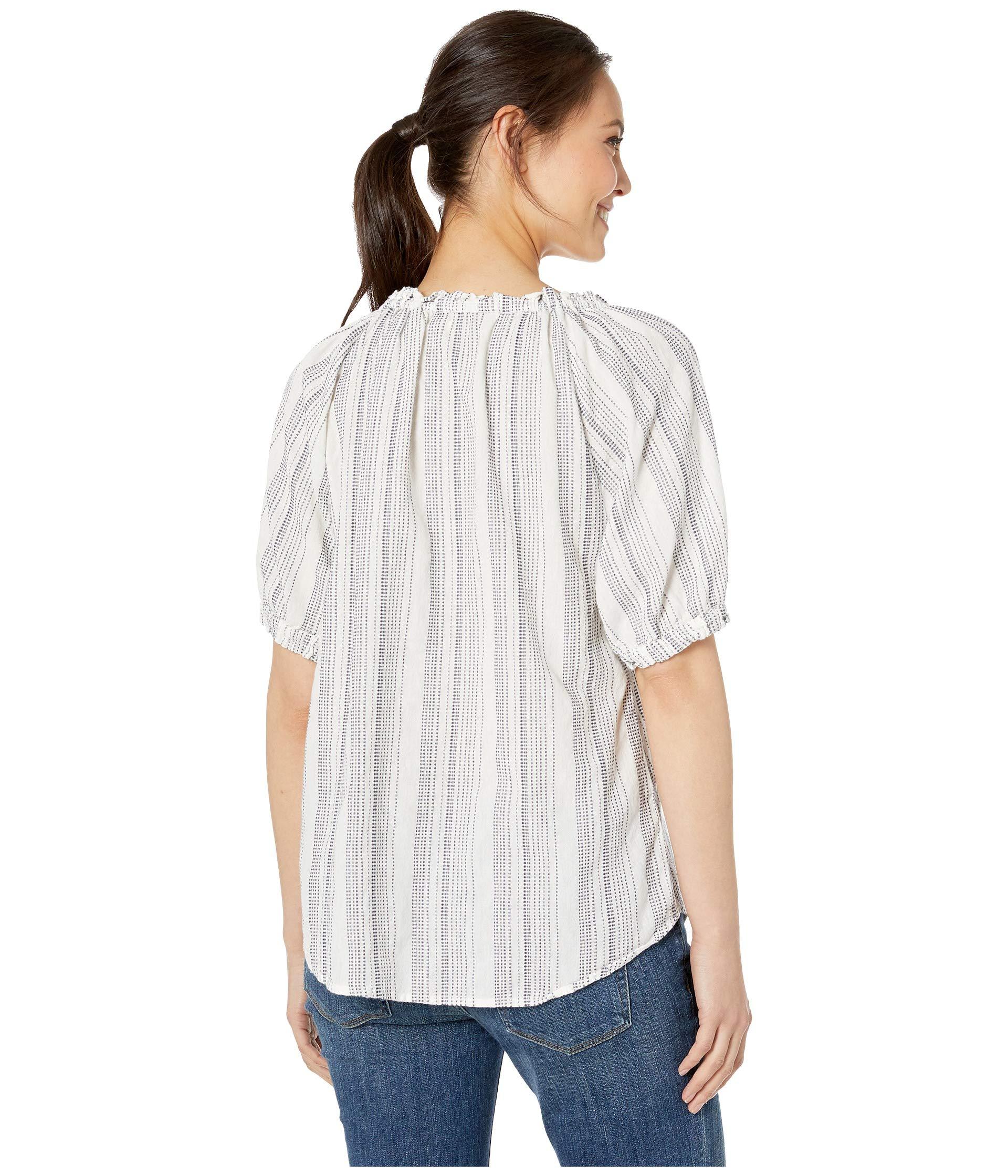 Dylan By True Grit Capri Stripe Short Sleeve Blouse in Black - Lyst