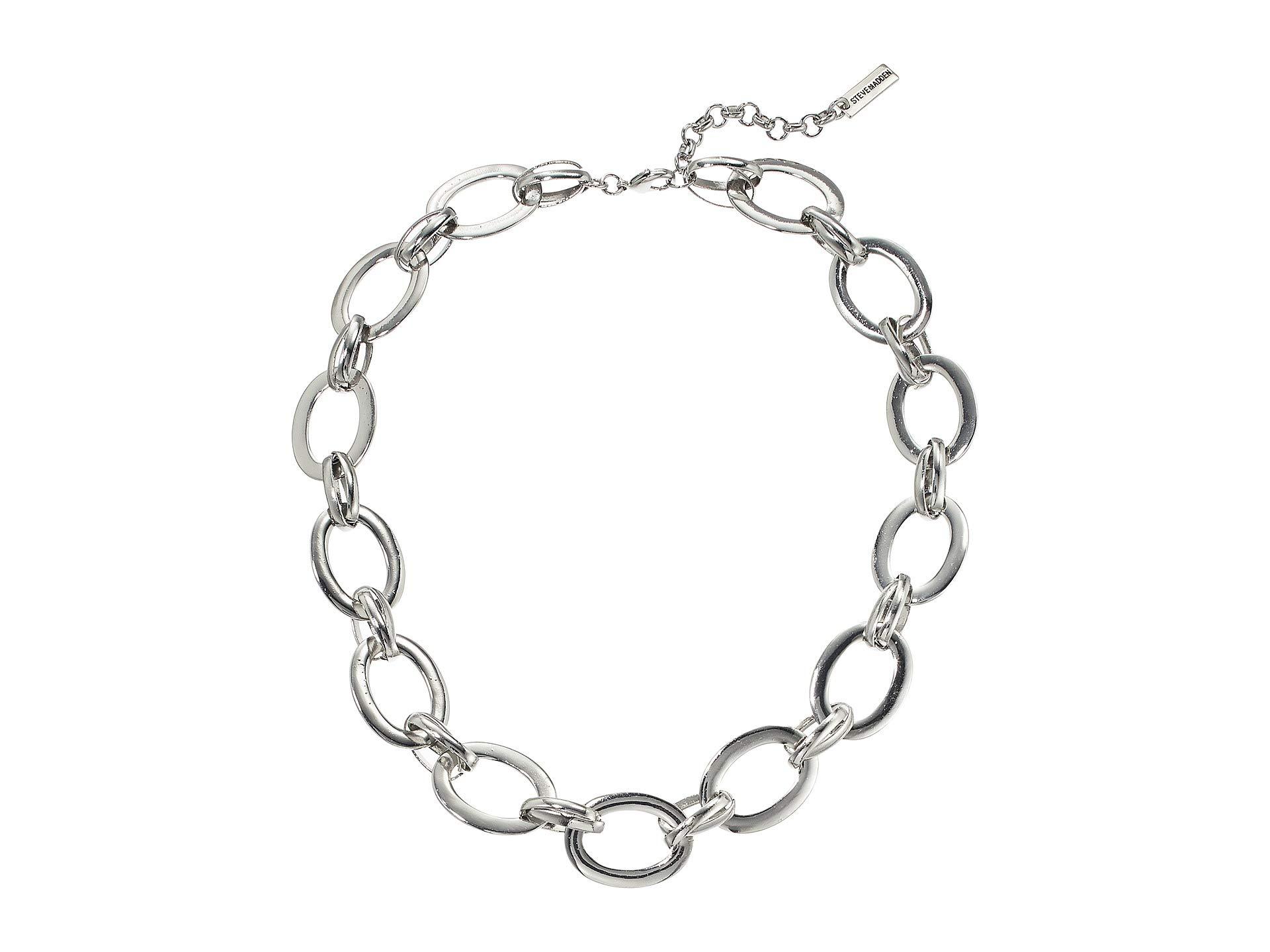 Steve Madden 20 Polished Large Oval Link Necklace in Silver (Metallic ...